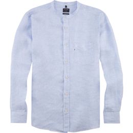OLYMP Leinenhemd, Regular-Fit, Stehkragen, für Herren, blau, XL