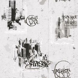 A.S. Création A.s.creations - Teenager Tapete mit Graffiti Design | Urbane Tapete in Betonoptik ideal für Jugendzimmer von Jungen | Coole Tapete für Jungs mit