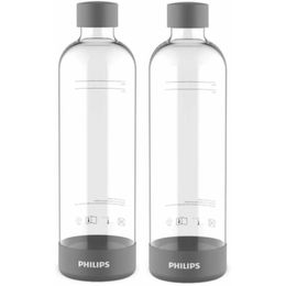 GoZero - Wassersprudler-Flasche, 2 Stück, Fassungsvermögen 1 l, Kunststoff grau ADD911GR/10 - Philips