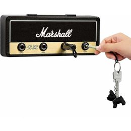 Hiasdfls - Gitarrenhaken Schlüsselanhänger Wandhalterung mit 4 Schlüsselringen mit Gitarrenstecker - Schwarz