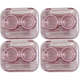 Kontaktlinsenbehälter, Behälter für farbige Kontaktlinsen, Aufbewahrungsset für tragbare Kontaktlinsen im Freien für unterwegs und zu Hause – Pink