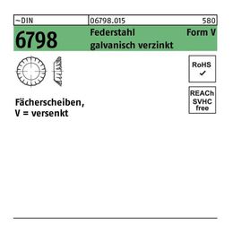 Fächerscheibe DIN 6798 Form V versenkt V 3,2 Federstahl galvanisch verzinkt