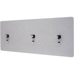 Akustik-Tischtrennwand HHG 943, Büro-Sichtschutz Schreibtisch Pinnwand, doppelwandig Stoff/Textil 60x160cm grau - grey