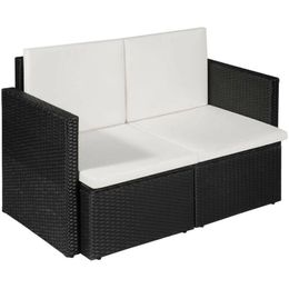 2-Sitzer-Gartensofa mit Auflagen Schwarz Poly Rattan VDFF28386DE