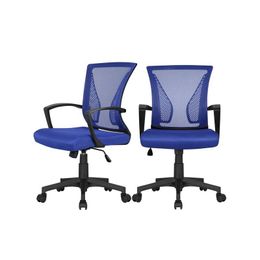 Yaheetech - 2x Bürostuhl Schreibtischstuhl ergonomischer Drehstuhl Chefsessel höhenverstellbar Sportsitz Mesh Netz Stuhl Blau