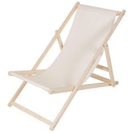 Mucola Strandliege Holz Liegestuhl Gartenliege Sonnenliege Strandstuhl - klappbar - Beige