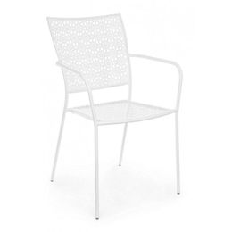 Jodie weißer Outdoor-Stuhl mit Armlehnen