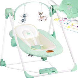 Kidiz Babywippe Babyschaukel mit 5 Geschwindigkeitseinstellungen zusammenklappbarer Baby Wippe Schaukel Babyhochstuhl mit Spielbogen Spielzeugen Mint Grün
