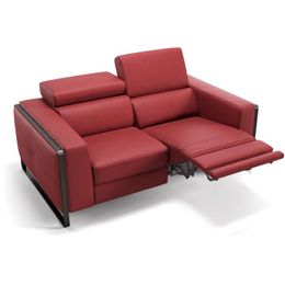 Leder 2-Sitzer manzano Rot 188 x 109 x 77 cm Füße: Schwarz - Rot - Sofanella