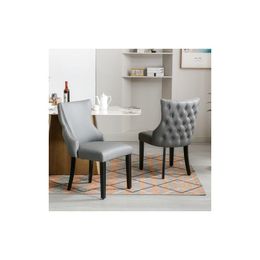 Lycxames - Esszimmerstühle 2er Set mit Rückenlehne, Küchenstuhl Wohnzimmerstuhl Sessel Kunstlederstuhl mit Holzbeinen, Schwarz
