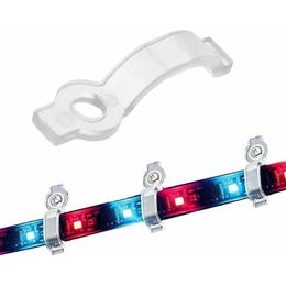 100 Stück 10 mm LED-Streifen-Befestigungsclips, LED-Streifen-Befestigungsclips, Lichtstreifen-Montagehalterungen für LED-Streifenlichter (Klares
