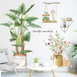 Abnehmbare Bananenbaum-Wandaufkleber, tropische Topfpflanzen, Wanddekoration für Wohnzimmer, Schlafzimmer, Kinderzimmer Hiasdfls