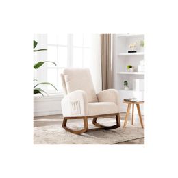 Bequemer Stuhl, Schaukelstuhl mit Beinen aus Massivholz, Schaukelstuhl für Wohnzimmer/Schlafzimmer/Balkon - Lycxames