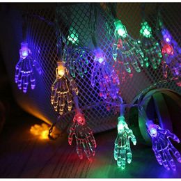 Solarbetriebene 6,5 m 30 LED Halloween Geisterhand Lichterketten Skelett Hand Outdoor Garten Mid-Yuan Festival Dekoration Licht (Farbe) HIASDFLS