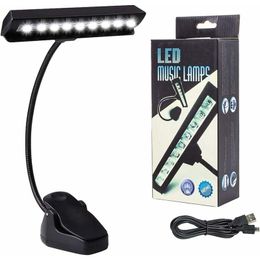 LED-Schreibtisch-Klemmlampe, flexible USB-wiederaufladbare Klemm-Nachtlichter, 9 LED-Lampe mit einstellbarer Helligkeit für Klavier-Reiseschreibtisch