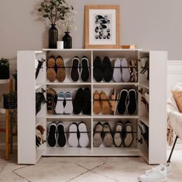 Weiße Schuhschrank mit 2 Türen und 8 Regalen - Organisieren Sie Ihre Schuhe mit Stil