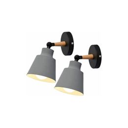 Set mit 2 modernen industriellen Metall-Wandleuchten E27 Edison Loft-Lampe für Café, Bar, Flur, Esszimmer, Wohnzimmer, Schlafzimmer (Grau) Hiasdfls