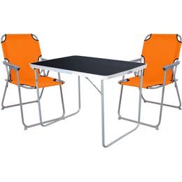 Mojawo 3-tlg Campingsessel Orange + Campingtisch-MMC330871B+2xMPO2600O