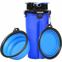 Reise-Hundenäpfe, Katzen-Wasserspender, zusammenklappbare Näpfe für die Reise (Futter- und Wasserspender) - Einzel- und Doppelnapf Blau
