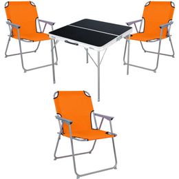 Mojawo 4-teiliges Campingmöbel Set schwarz 80x80x70cm Orange-MMC330883B+3xMPO2600O
