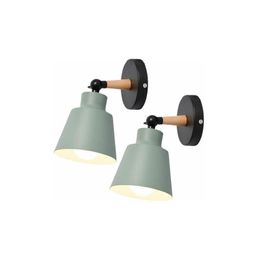Set mit 2 modernen industriellen Metall-Wandleuchten E27 Edison Loft-Lampe für Café, Bar, Flur, Esszimmer, Wohnzimmer, Schlafzimmer (Grün) Hiasdfls