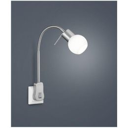 Verstellbare LED-Wandleuchte Fred Nickel und weißes Glas Trio Beleuchtung