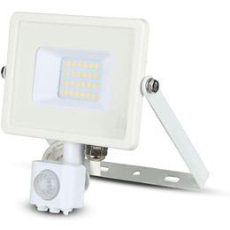 V-TAC - Drehbare LED-Flutlichtstrahler mit PIR-Sensor - Samsung - IP65 - Weiß - 20W - 1600 Lumen - 6400K - 5 Jahre