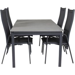 ebuy24 Levels Gartenset Tisch 100x160/240cm und 4 Stühle Copacabana schwarz, grau.