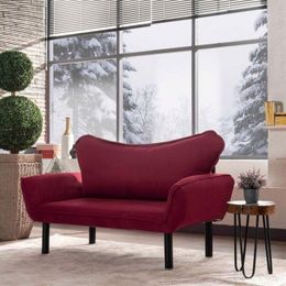Iperbriko - 2-Sitzer-Sofa in Burgunderrot mit verstellbaren Chatto-Armlehnen 150 x 65 x H.80 cm