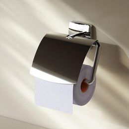 Am.pm - Toilettenpapierhalter mit Deckel Wandmontage ohne bohren klebend Klopapierhalter Edelstahl wc Papierhalter Badezimmer Edelstahl, Chrom - Chrom
