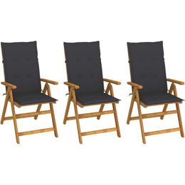 Klappbare Gartenstühle 3 Stk. mit Auflagen Massivholz Akazie vidaXL402961
