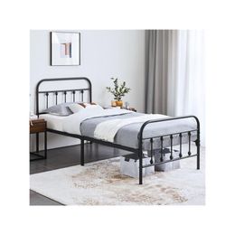 Yaheetech Bettrahmen Metallbett Bettgestell aus Metall mit Lattenrost, Modern Gästebett Jugendbett, Schwarz 90 x 190 cm