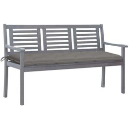 3-Sitzer-Gartenbank Doppelsitzbank mit Auflage 150 cm Grau Eukalyptusholz vidaXL