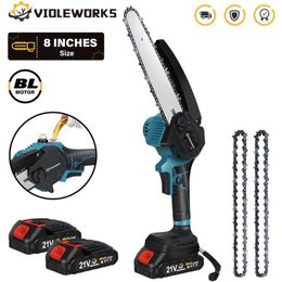 Drillpro - violeworks 20.3 cm (8 Zoll) 1500 mAh Akku-Kettensäge Kettensägen-Gartenschere 2 x 18 V-Batterien mit 2 Ketten (verbesserte Version) lavente