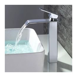 Badarmatur wasserfall Wasserhahn Bad hoch Waschtischarmatur Waschbeckenarmatur Einhandmischer Bad Armatur Mischbatterie Bad Chrom