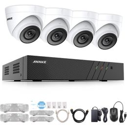 ANNKE 5 mp PoE IP-Sicherheitskamerasystem mit onvif, 6 mp NVR-Turmkameras, 100 Fuß Nachtsicht-CCTV für Außen- und Innen-CCTV-Kits, 4 Kameras – keine