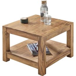 FineBuy - Couchtisch Massiv-Holz 60 x 60 cm Wohnzimmer-Tisch Design braun Landhaus-Stil Beistelltisch Farbe wählbar