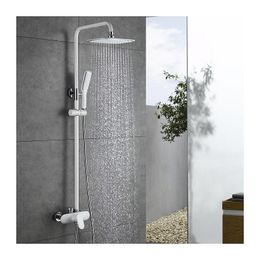 Duscharmatur Weiß Duschsystem Rainshower Regendusche Duschset Brausegarnitur mit Duschkopf und Handbrause Dusche Armatur mit Überkopfbrause für