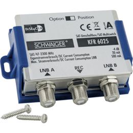 Schwaiger - SAT-Umschaltbox 2in1 KFR6025 531 DisEqC Schalter zur Bündelung von 2 Single LNB's auf eine Verstärker &