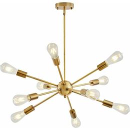 Hiasdfls - Sputnik Moderne Pendelleuchte Kronleuchter, 10 Lichter Vintage Industrie Messing Pendelleuchte, Höhenverstellbar, für Schlafzimmer