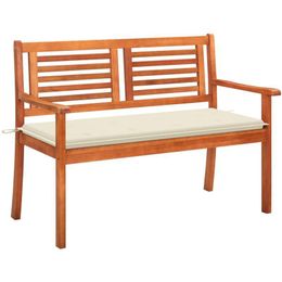 Bonnevie - 2-Sitzer-Gartenbank mit Auflage 120 cm Massivholz Eukalyptus vidaXL45830