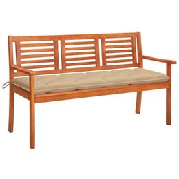 Bonnevie - 3-Sitzer-Gartenbank mit Auflage 150 cm Massivholz Eukalyptus vidaXL97271