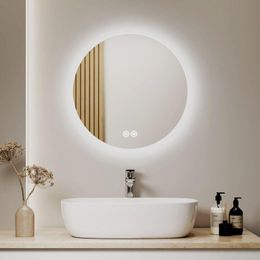 S'AFIELINA LED Badspiegel Rund Badezimmerspiegel Wandspiegel mit Touch-Schalter,3 Lichtfarbe 3000/4000/6500K 50 cm