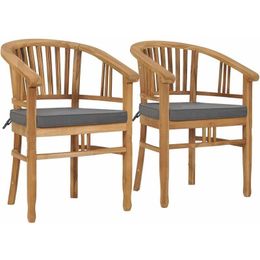 MAISONCHIC 2er Set Gartenstühle Gartensessel mit Kissen Stühle für Garten Terrasse Balkon Teak Massivholz DE48786