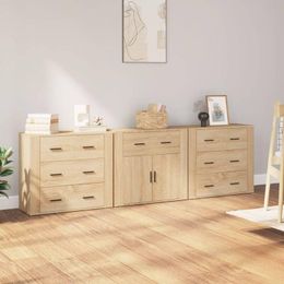 MAISONCHIC 3er Set Sideboards Highboards Kommoden für Wohnzimmer Küche Sonoma-Eiche Holzwerkstoff DE69142