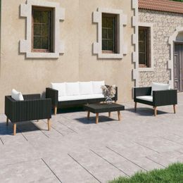 MAISONCHIC - 4-tlg. Garten-Lounge-Set Gartenmöbel-Set Terrassen-Sitzgruppe mit Auflagen Poly Rattan Schwarz ZDEH25591