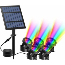 Hiasdfls - Solar-Teichlicht, 5 Packungen Unterwasser-LED-Flutlicht, Unterwasserlichter, Außenbeleuchtung, Solar-Spotlichter mit 2 Modi,