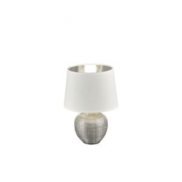 Moderne Tischlampe Silber Keramik Weiß Luxor Lampenschirm Ø18 cm Trio Lighting