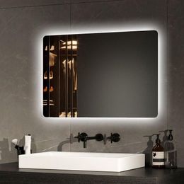 Emke - led Badspiegel Badezimmerspiegel mit Beleuchtung Wandspiegel mit Druckknopfschalter 2 Farben des Lichts Beschlagfrei 60x40 cm