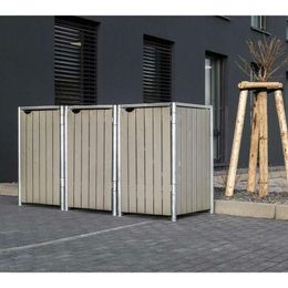 Holz Mülltonnenbox, Mülltonnenverkleidung für 240 l Mülltonnen natur grau 3er Box - HIDE